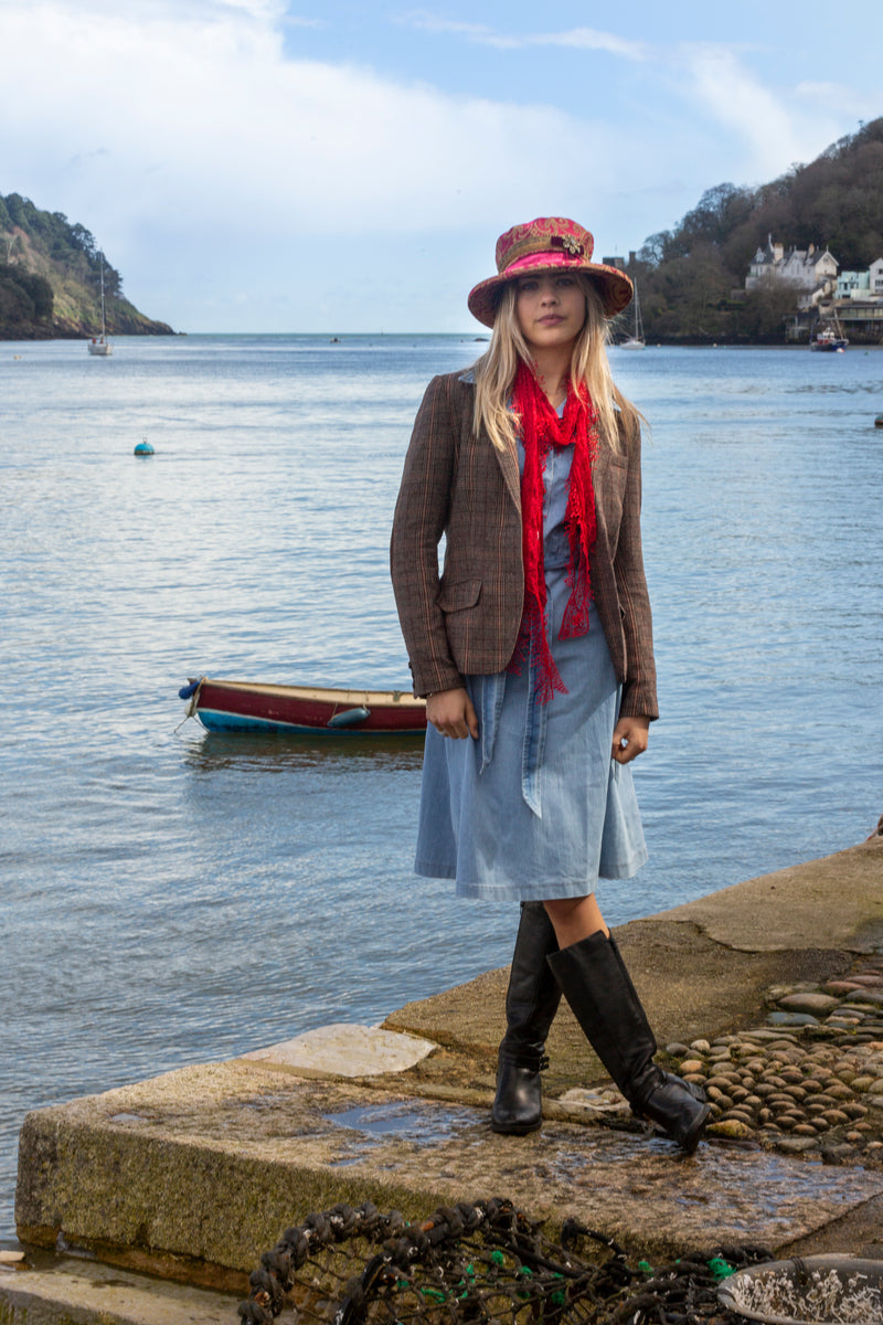 Vintage Fabric Red and Gold with Jewel Decoration – Proppa Toppa Hats