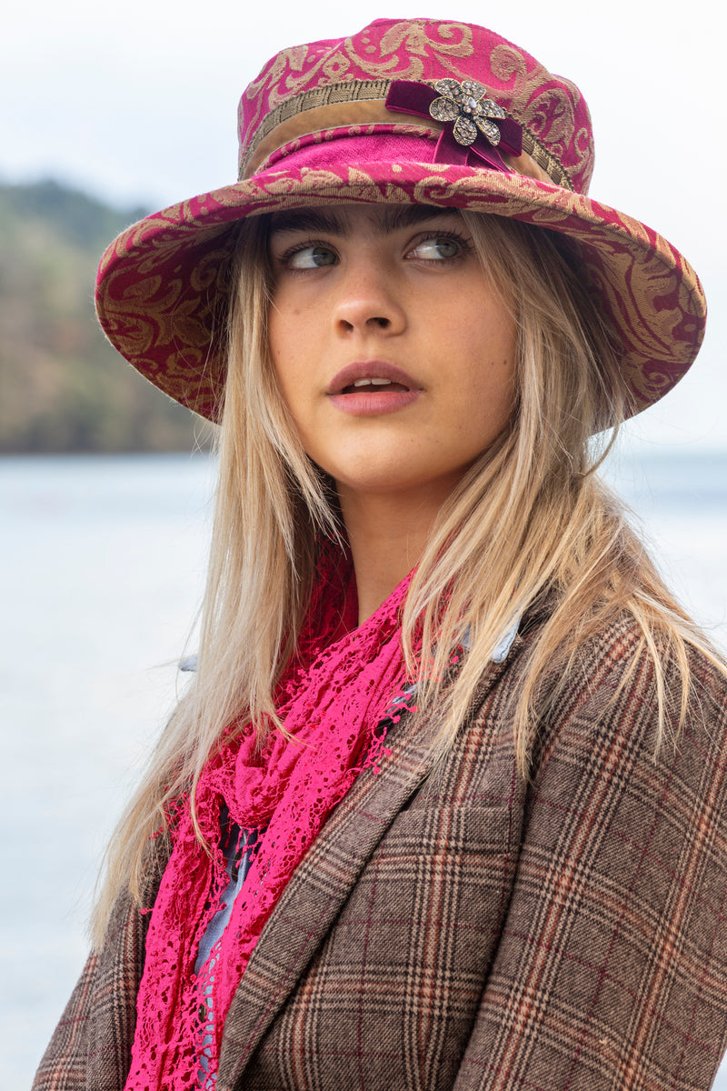 Vintage Fabric Red and Gold with Jewel Decoration – Proppa Toppa Hats