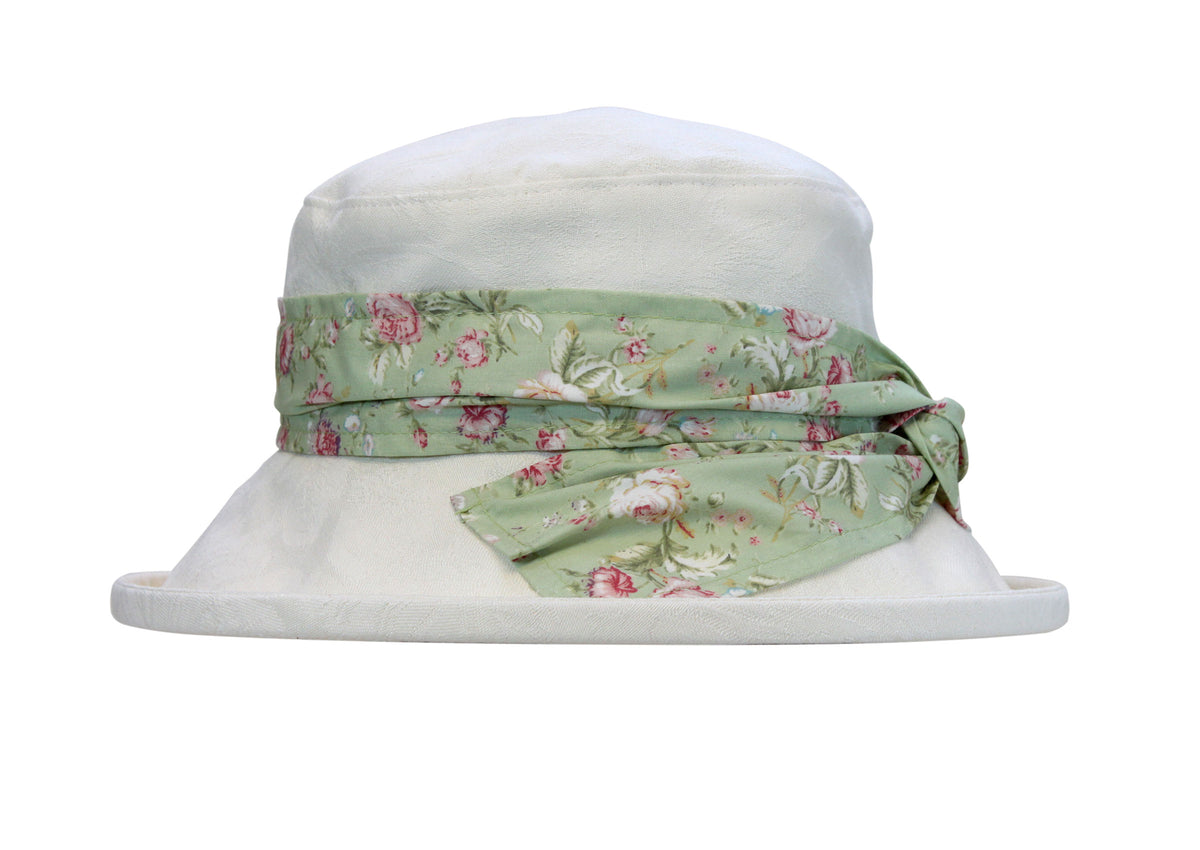 Cream Cotton Boned Hat with Floral Sash – Proppa Toppa Hats