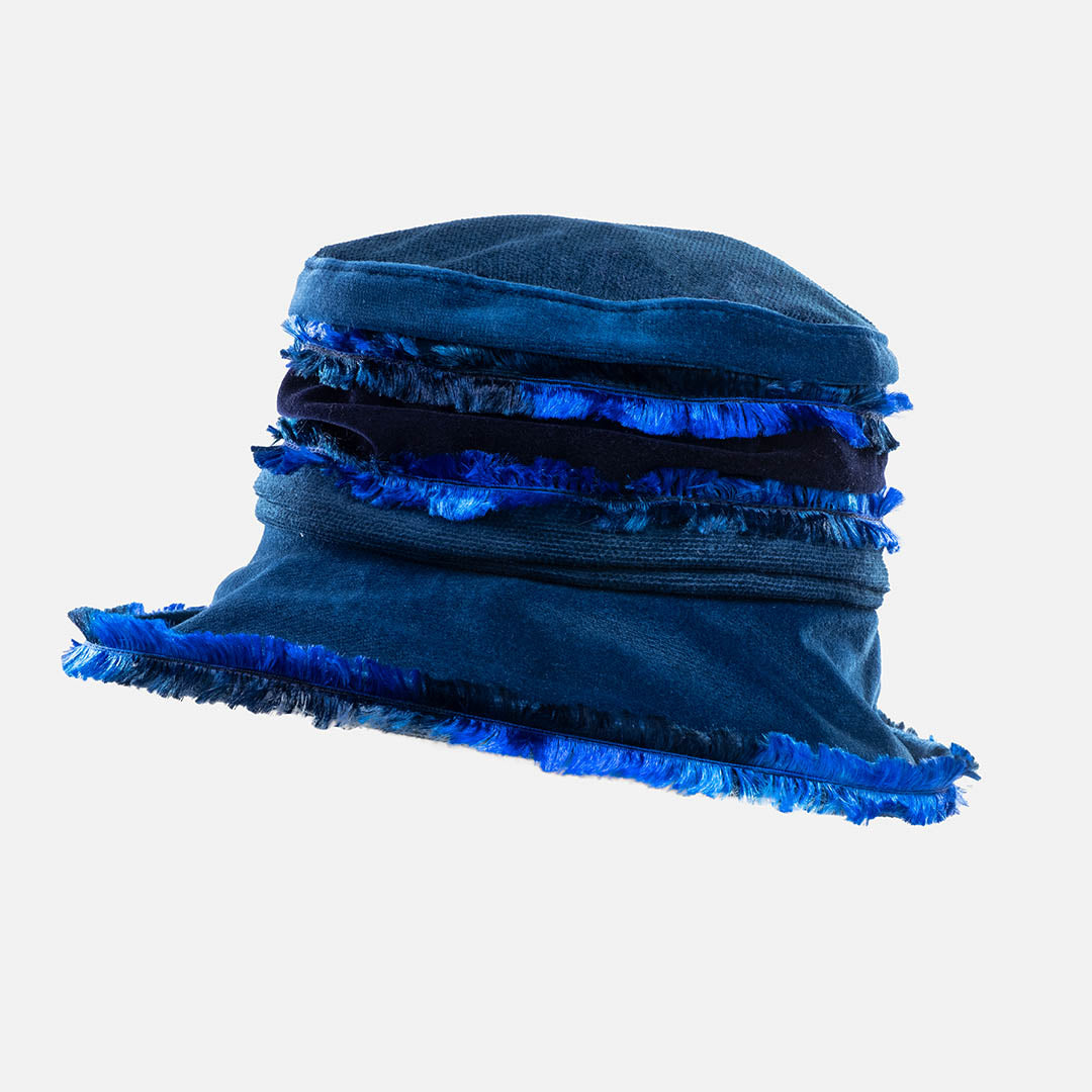 Multiblue Fluffy Velvet Hat – Proppa Toppa Hats