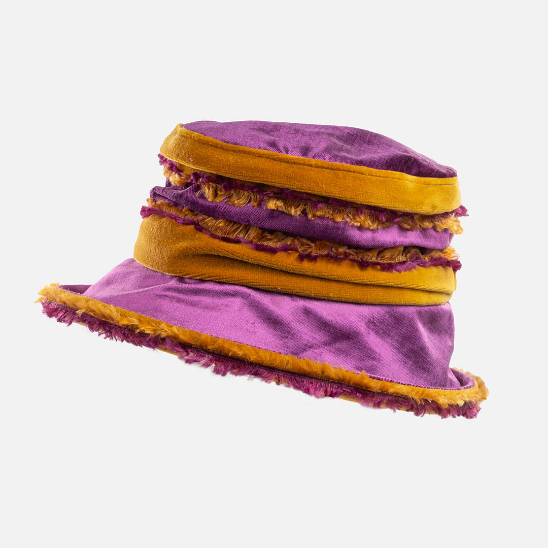 Mustard and Pink Fluffy Velvet Hat – Proppa Toppa Hats