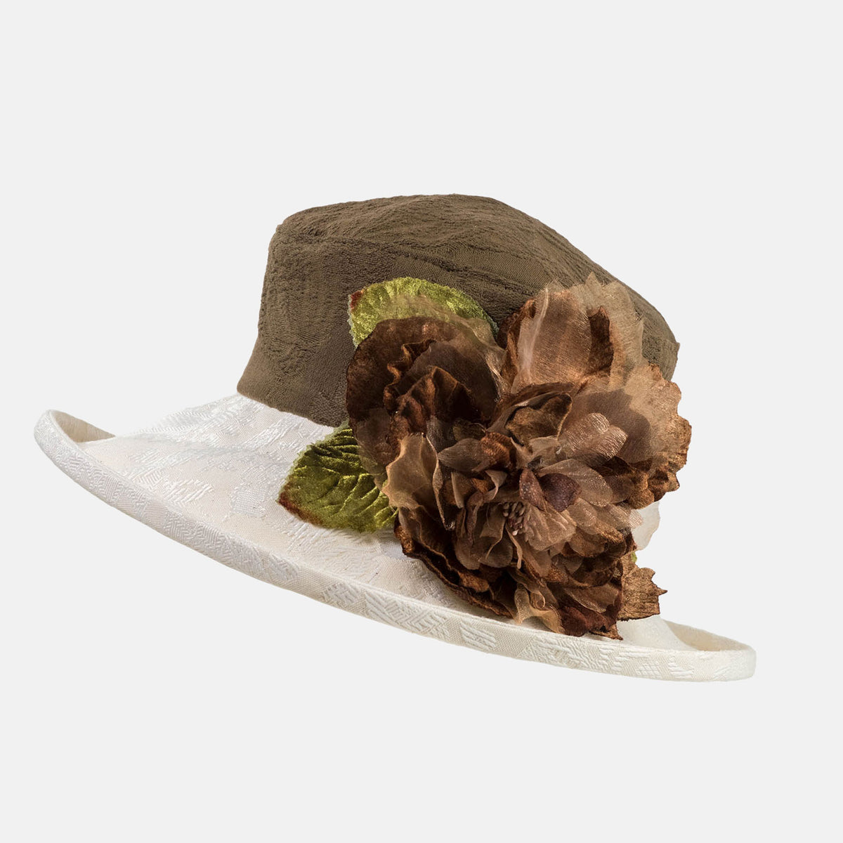 Vintage Fabric Floral Hat with Brown Flower – Proppa Toppa Hats