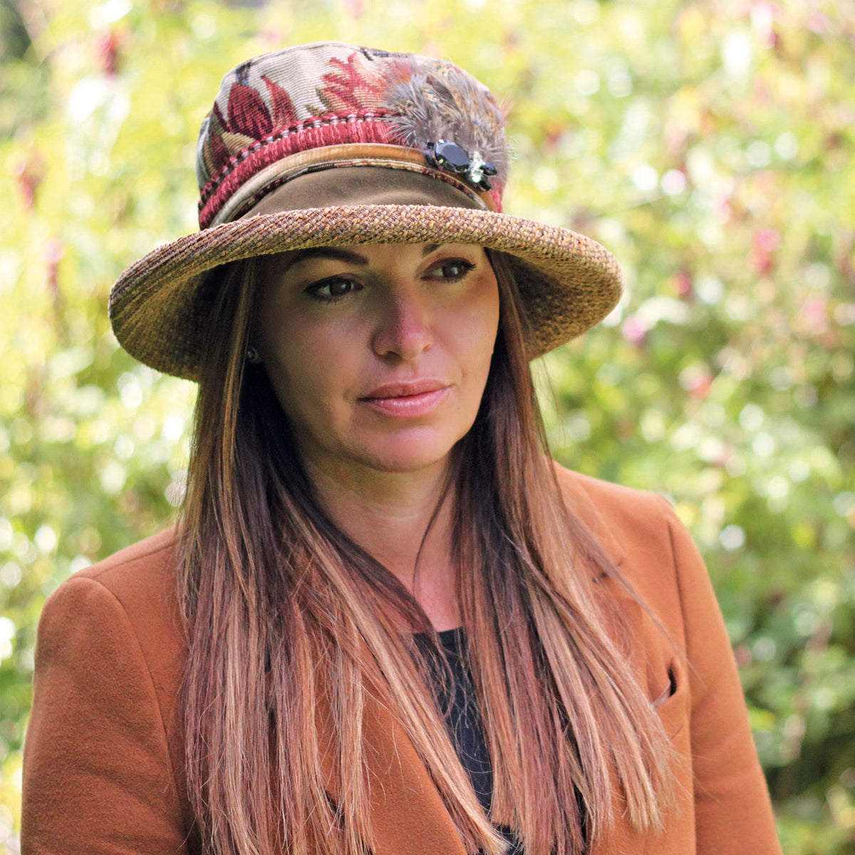 Vintage Fabric Hat with Feather Decoration – Proppa Toppa Hats