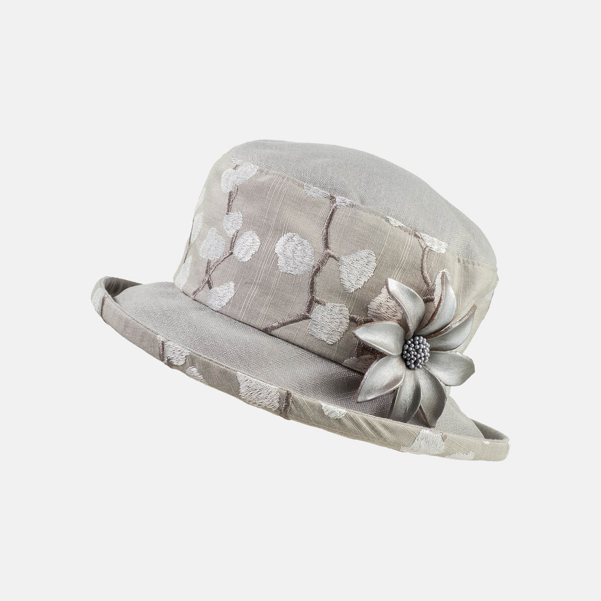 Vintage Fabric Small Boned Brim Hat with Leather Flower – Proppa Toppa Hats