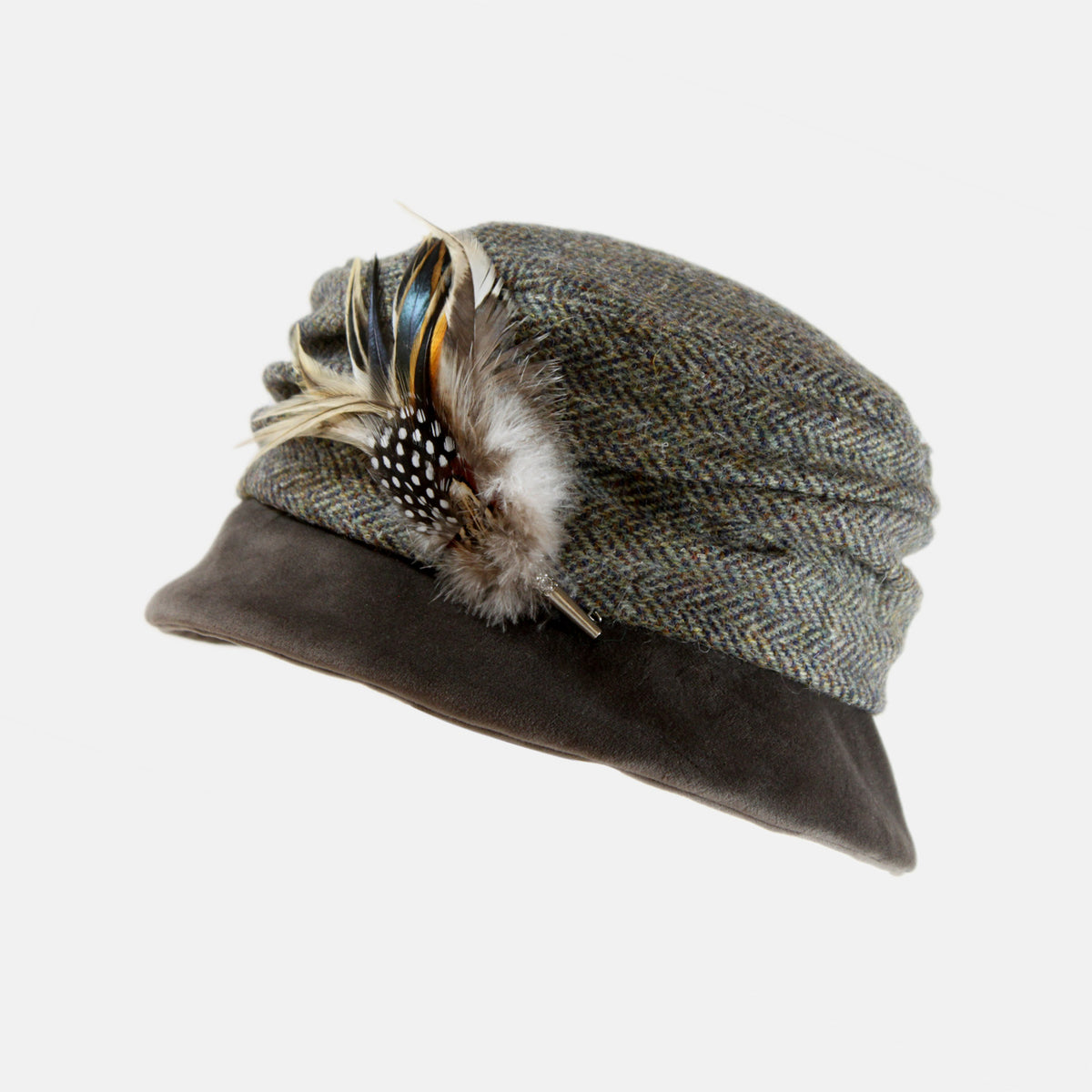 Yorkshire Tweed and Velvet Cloche Style Hat – Proppa Toppa Hats